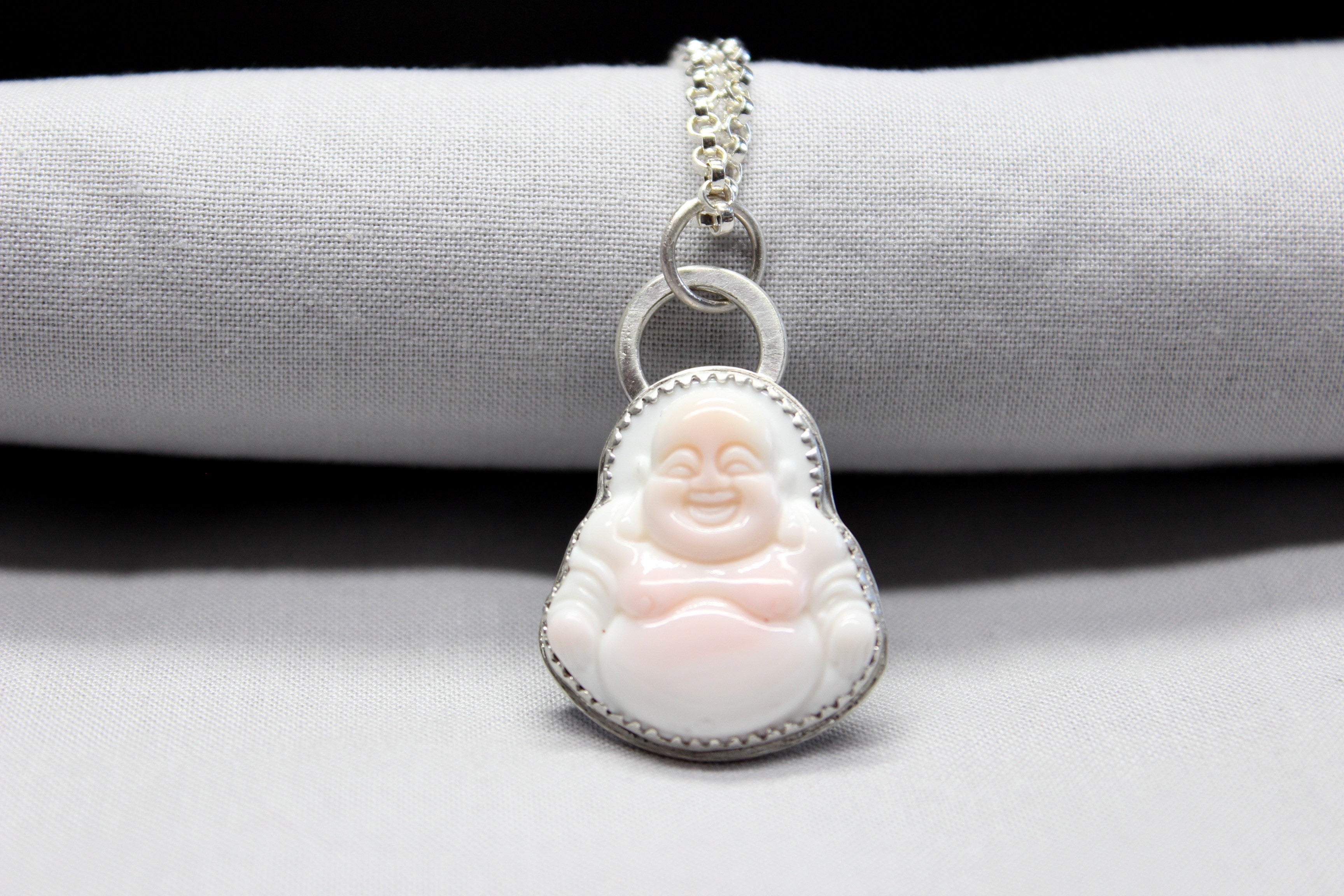 blush pink conch shell buddha necklace – GUGMA JEWELRY