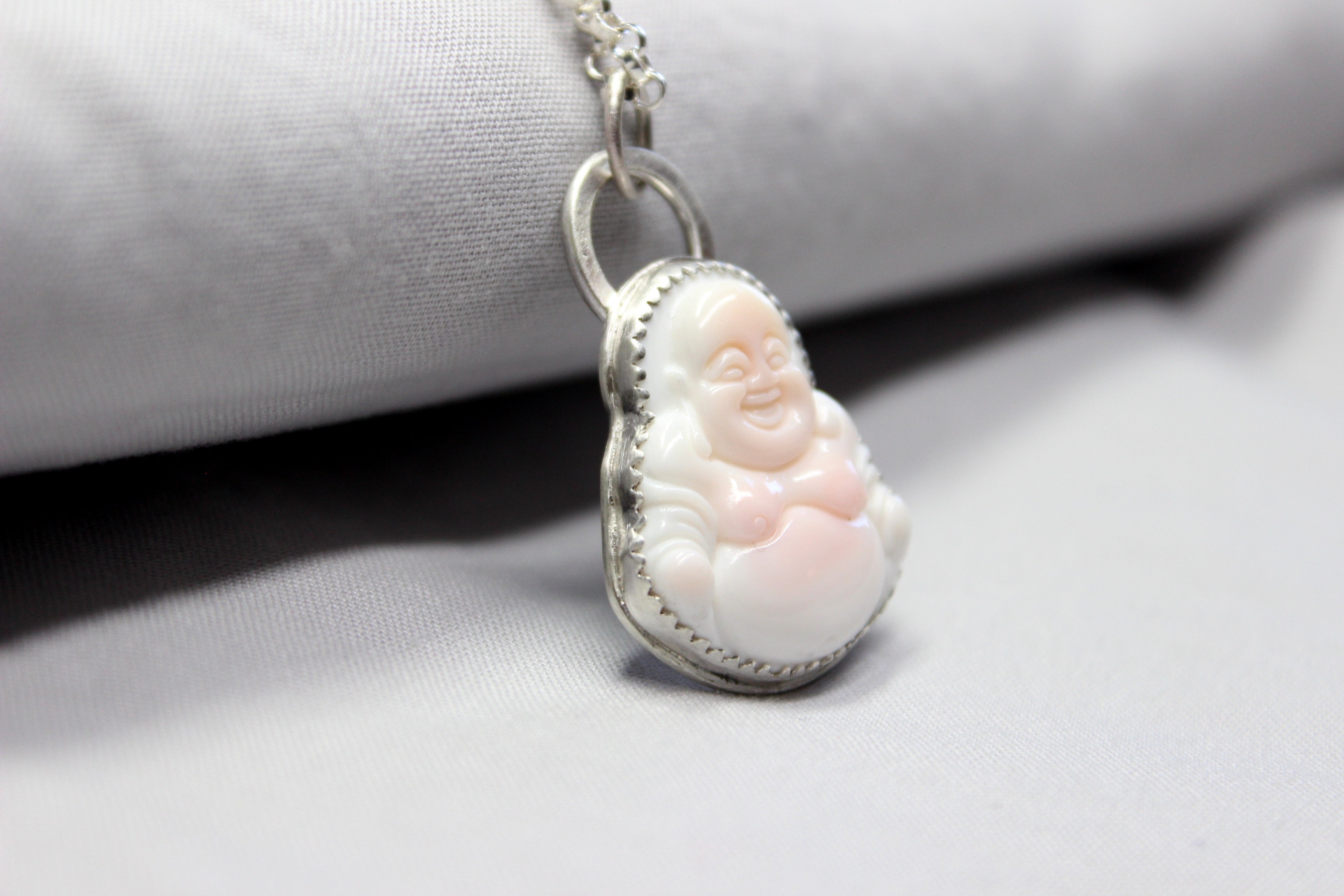 blush pink conch shell buddha necklace – GUGMA JEWELRY