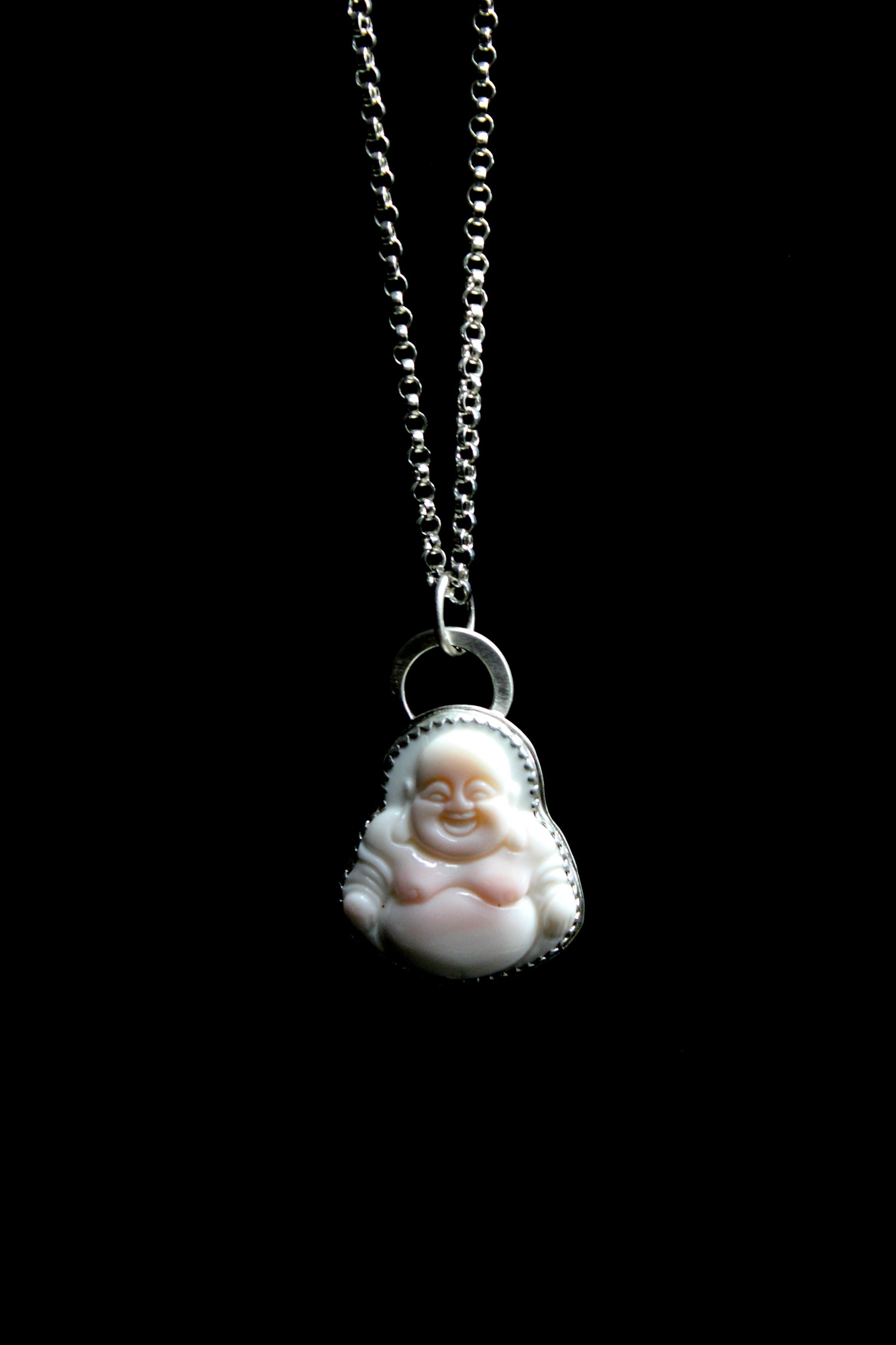 blush pink conch shell buddha necklace – GUGMA JEWELRY
